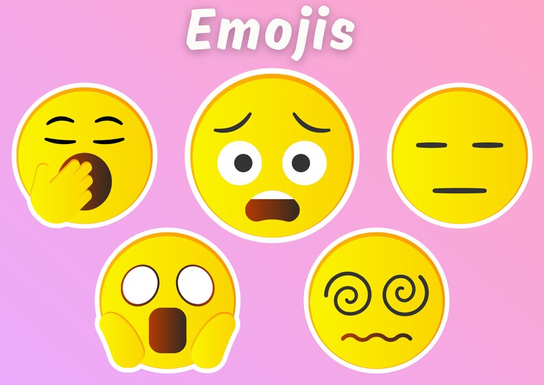 30 Emoji Stickers, Digital Printable Stickers, Emojis Designs, Fun ...