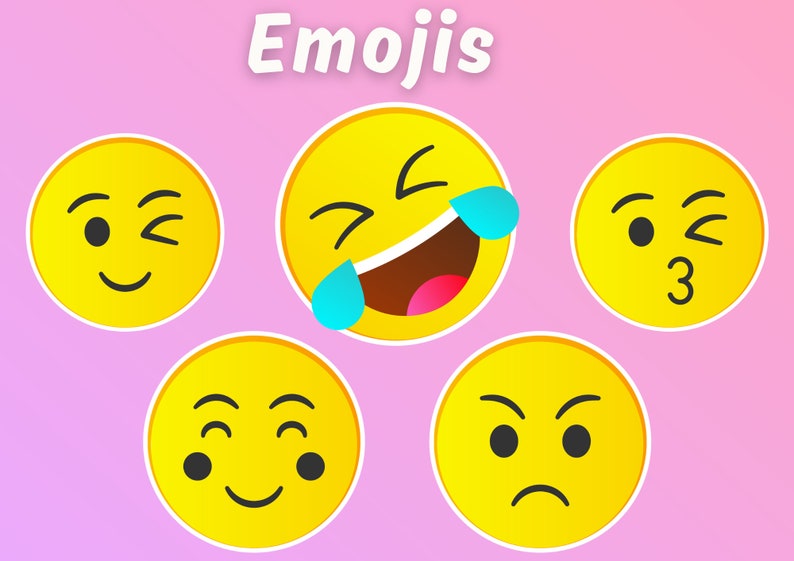30 Emoji Stickers, Digital Printable Stickers, Emojis Designs, Fun ...