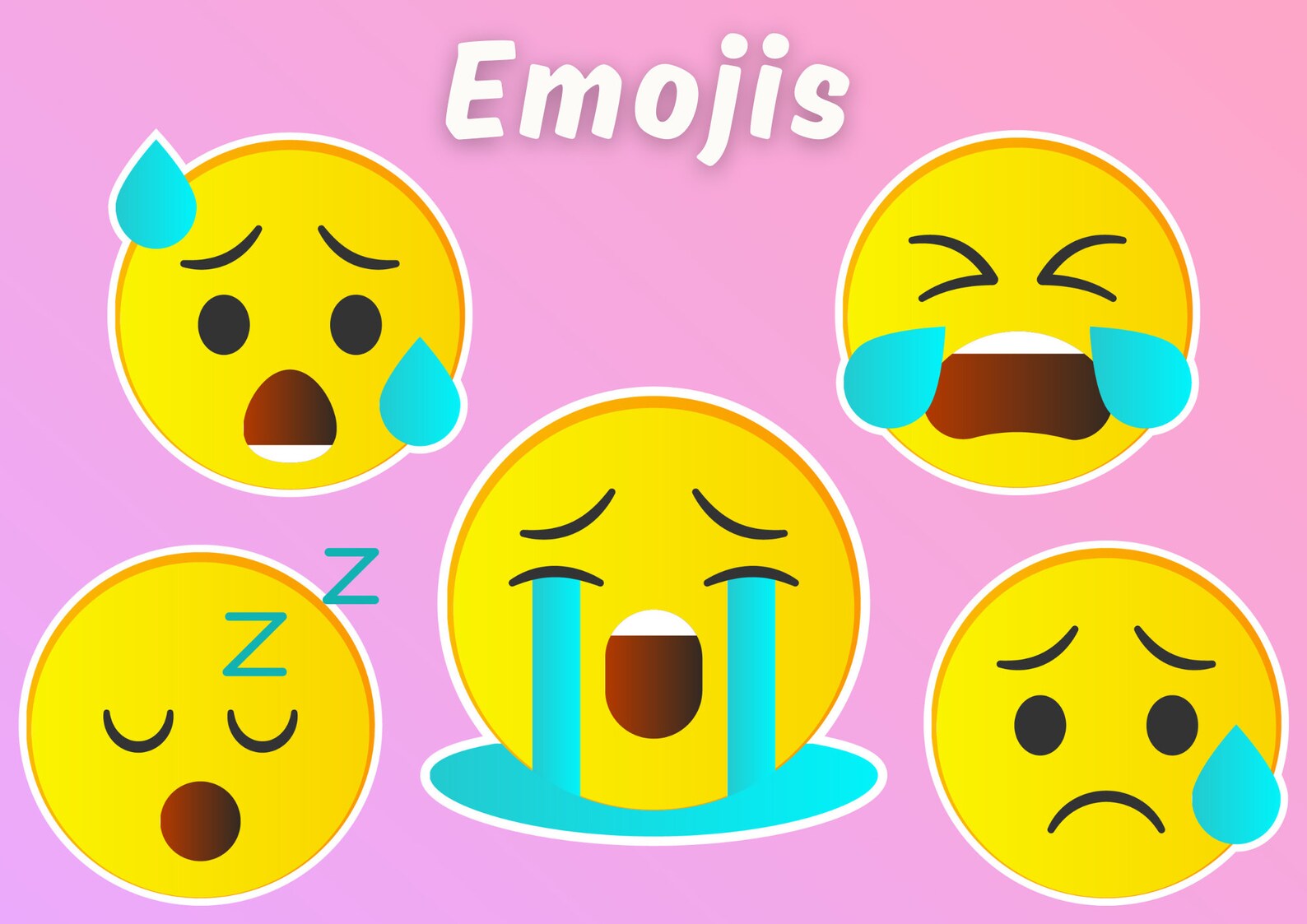 30 Emoji Stickers, Digital Printable Stickers, Emojis Designs, Fun ...