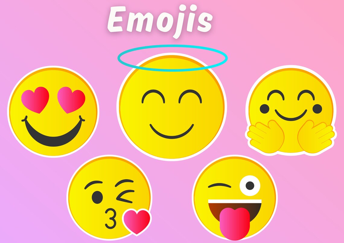 30 Emoji Stickers, Digital Printable Stickers, Emojis Designs, Fun ...
