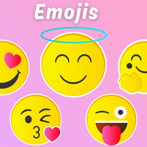 30 Emoji Stickers, Digital Printable Stickers, Emojis Designs, Fun ...