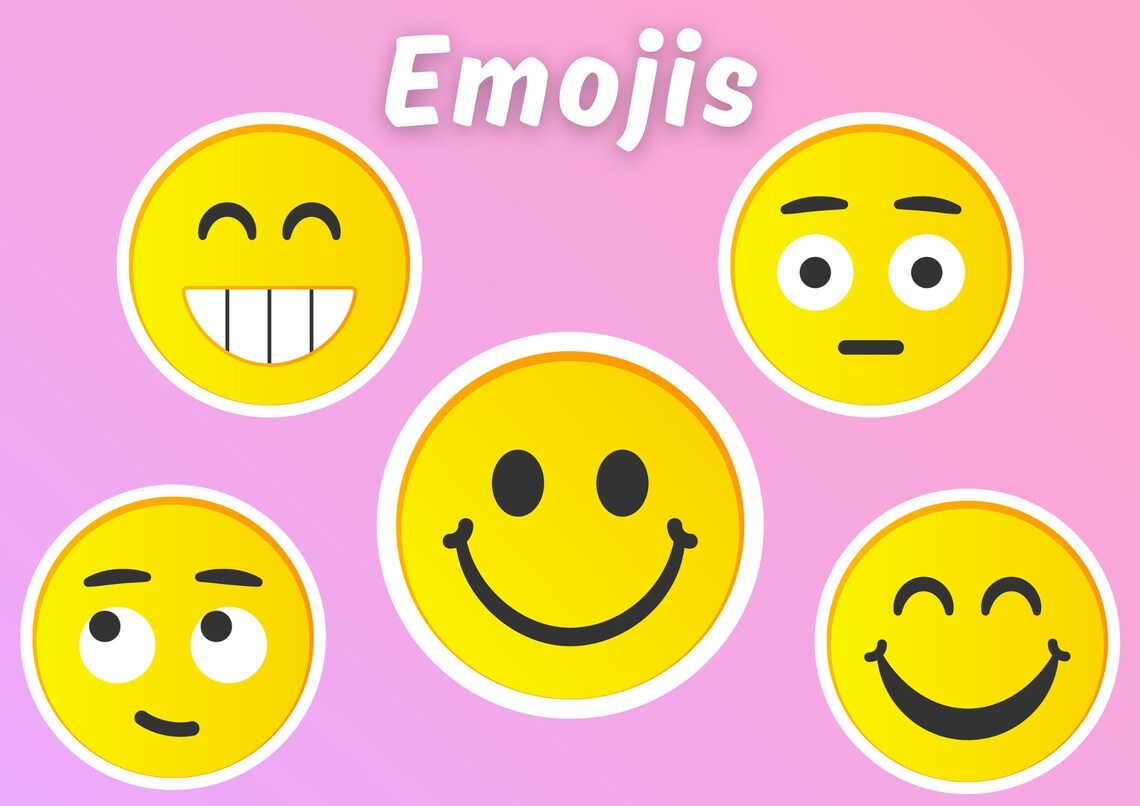 30 Emoji Stickers, Digital Printable Stickers, Emojis Designs, Fun ...