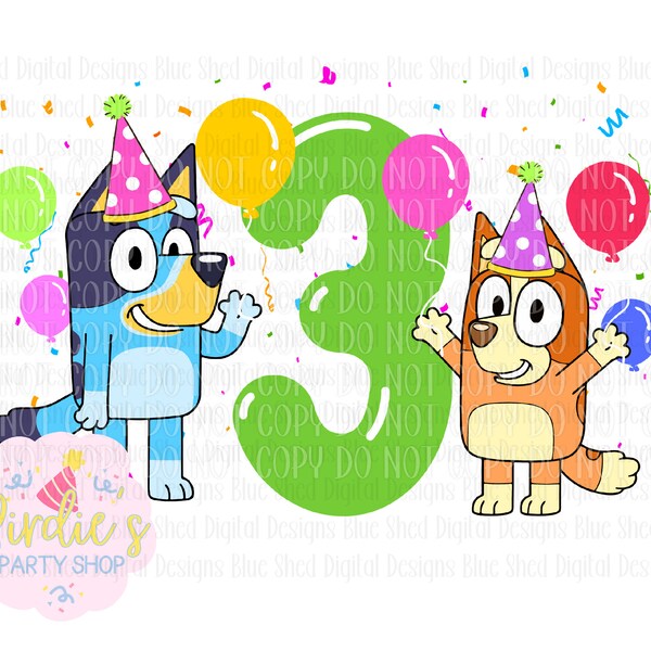 Bluey Third Birthday Shirt Girl - Etsy