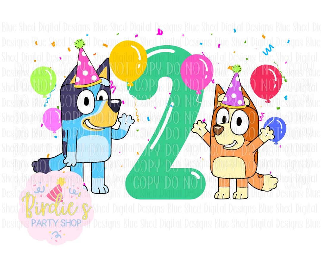 Bluey Second Birthday T-shirt or Sticker Design for Dtf or Sublimation ...