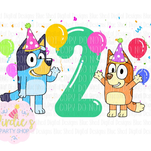 Bluey 2 Year Old Birthday Card - Etsy
