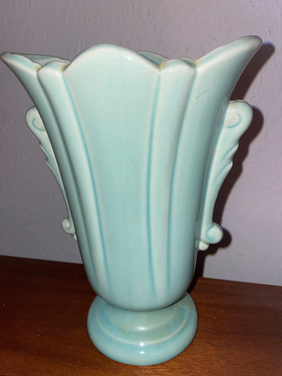 Seafoam Green Vintage Pottery Vase Made in USA - Etsy