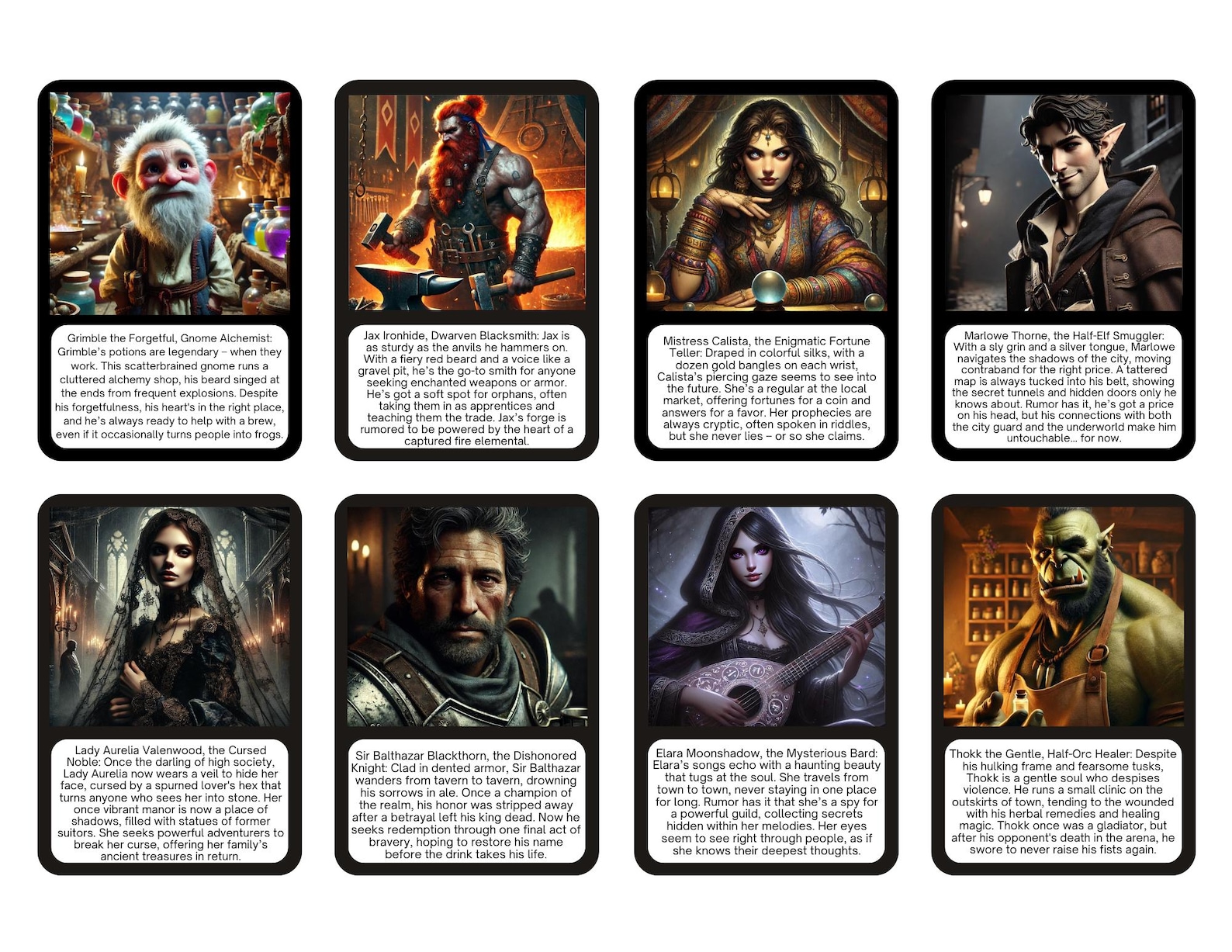 100 Unique NPC Character Cards for Dnd & RPG (instant Download) - Etsy