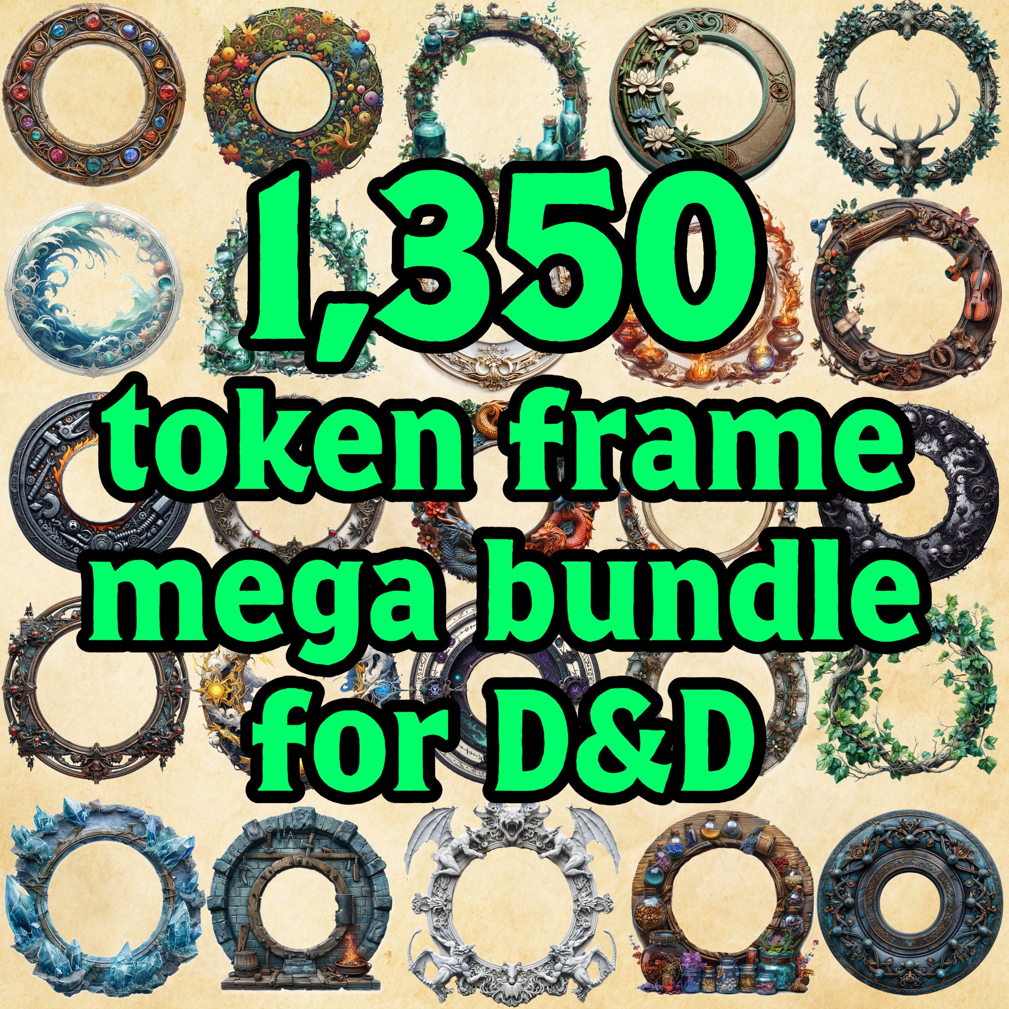 1350 Token Border Frames Bundle - Dnd TTRPG - Unique Transparent Pngs ...