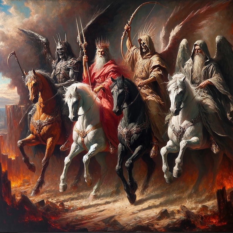 Four Horsemen of the Apocalypse Art Print Epic Biblical Wall Art ...