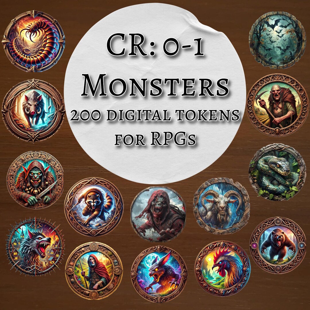 200 CR: 0-1 Rpg Monster, Familiar & NPC Tokens for Virtual Tabletop ...