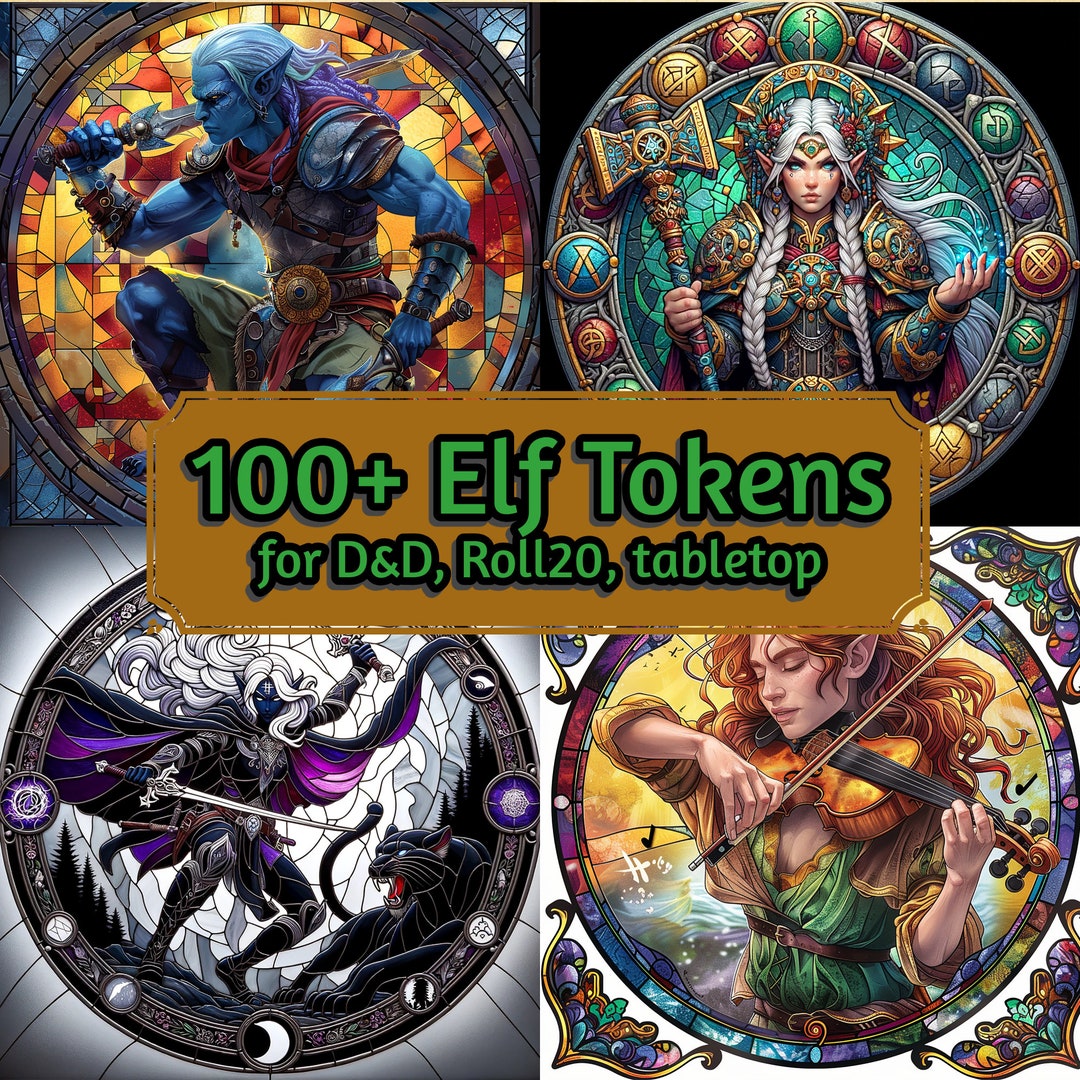 Ultimate Elf Token Collection 100 Stained Glass Style Art Pngs for Rpgs ...