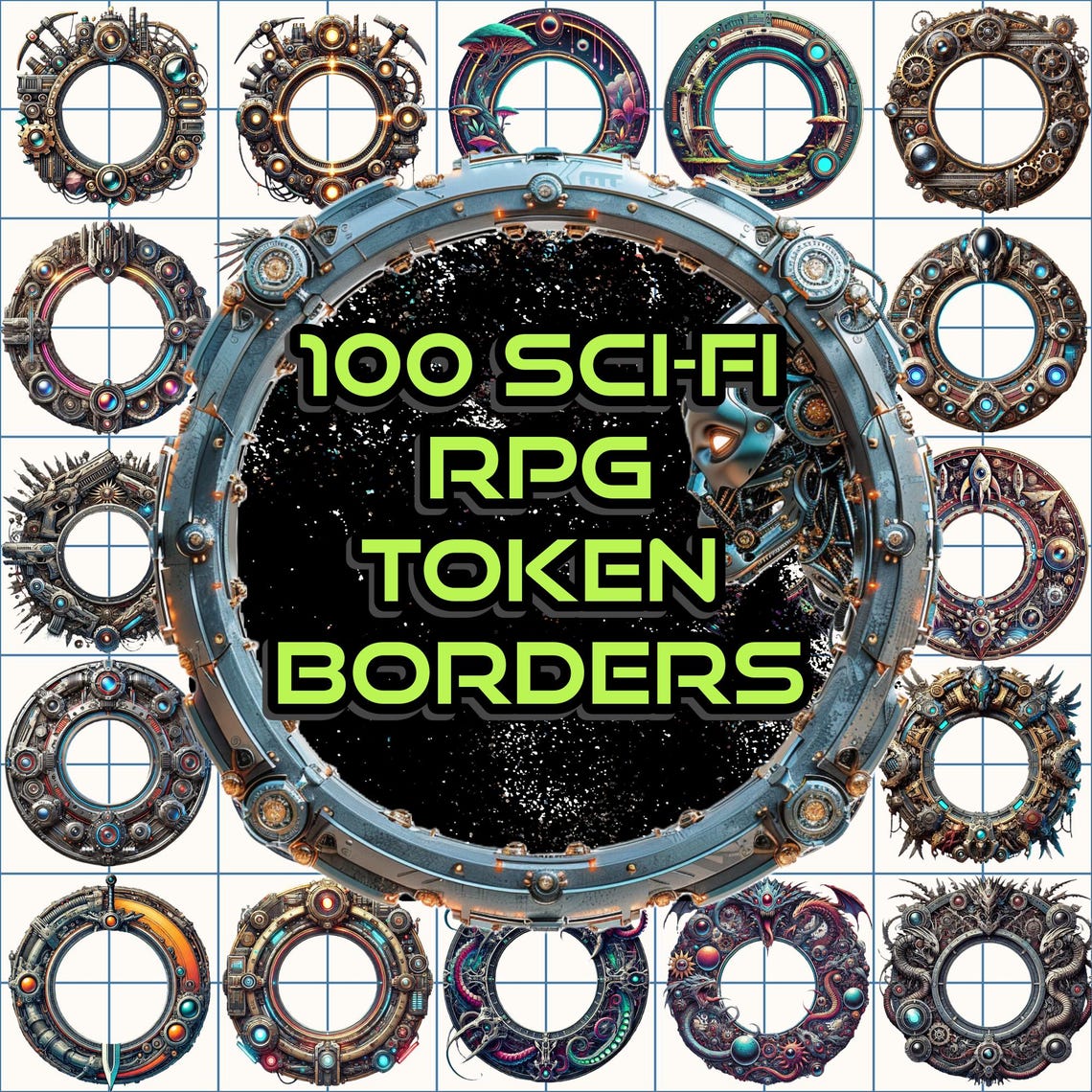 100 Sci-fi RPG Themed Token Borders for Virtual Tabletop Games - PNG ...