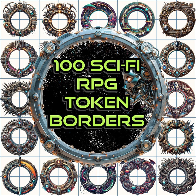 100 Sci-fi RPG Themed Token Borders for Virtual Tabletop Games - PNG Format, Transparent ...