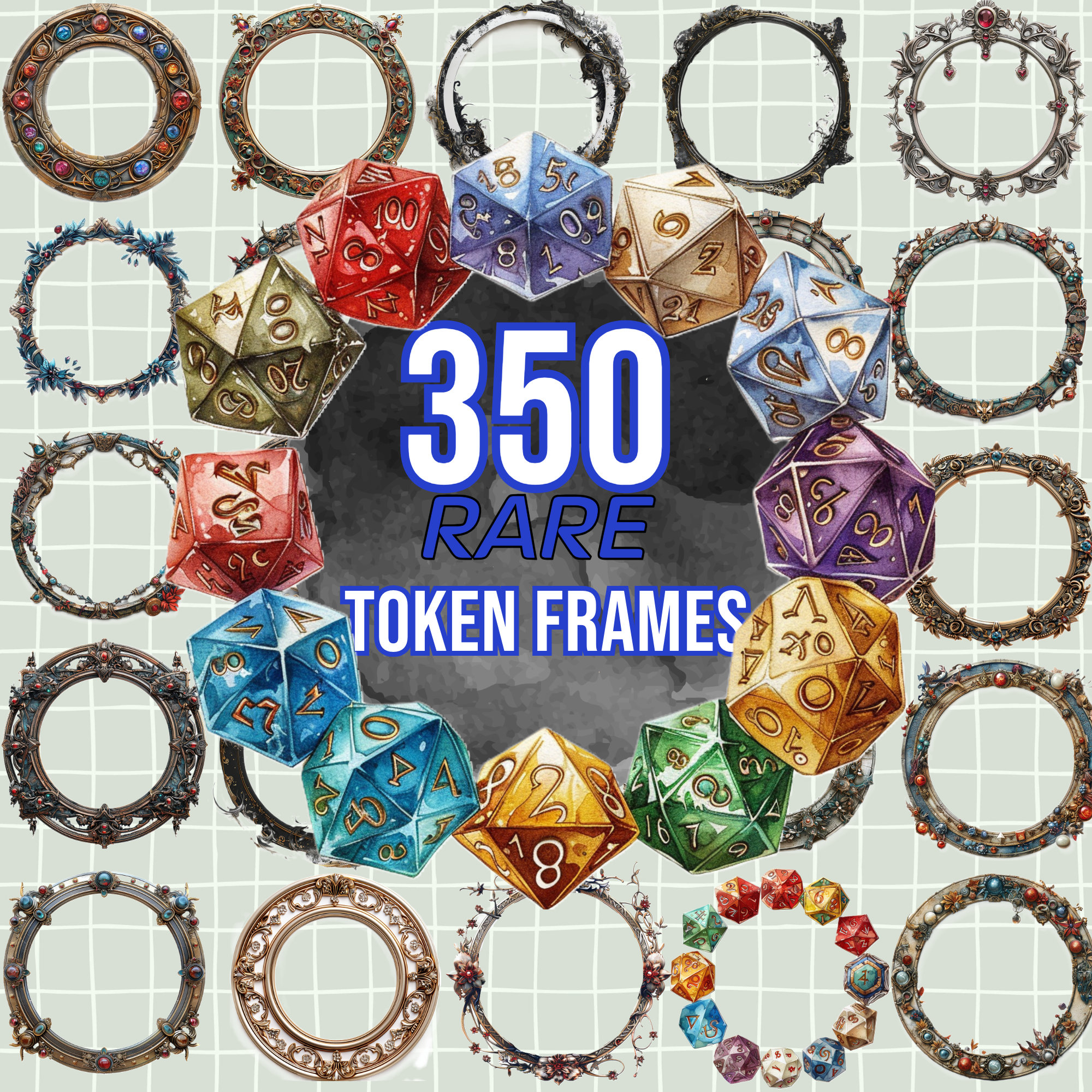 350 Rare Dnd Token Borders Bundle - Transparent PNG Frames for Any RPG ...