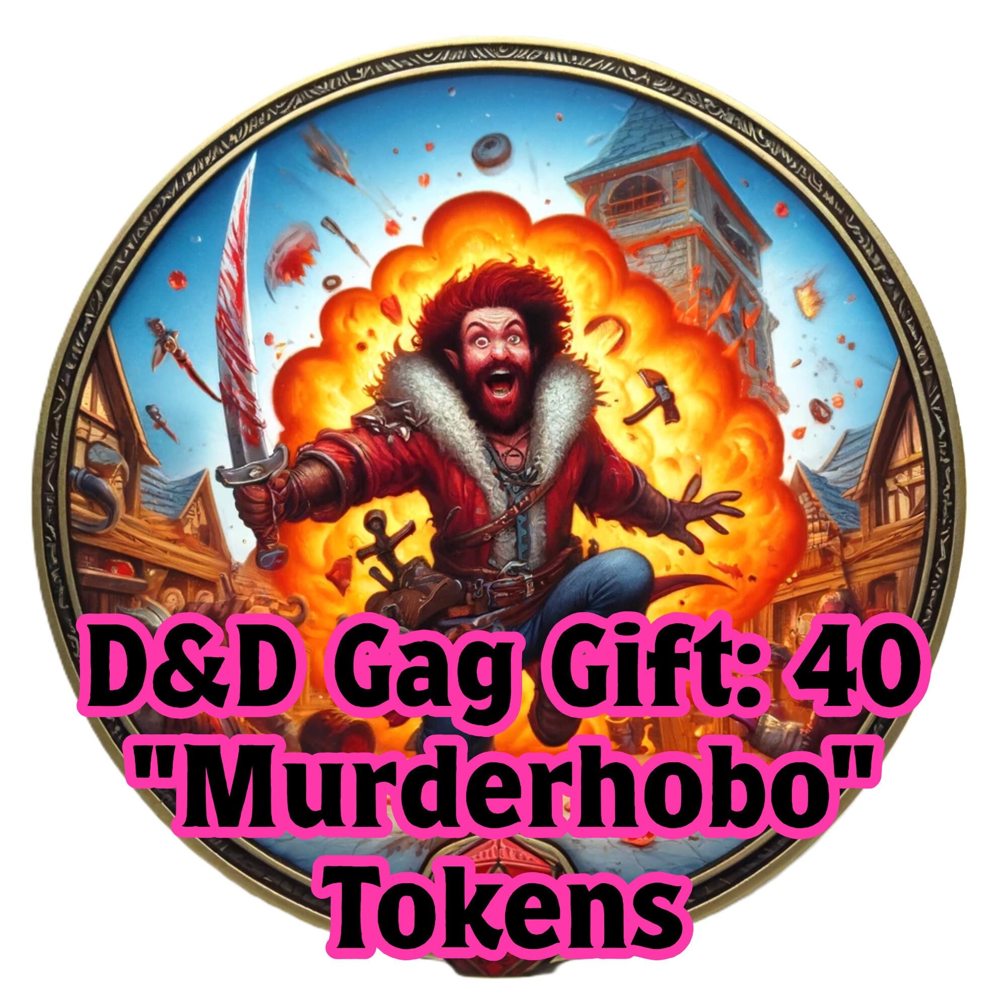 D&D Gag Gift - 40 "murderhobo" Tokens for Virtual Tabletop Shenanigans! Transparent Background ...
