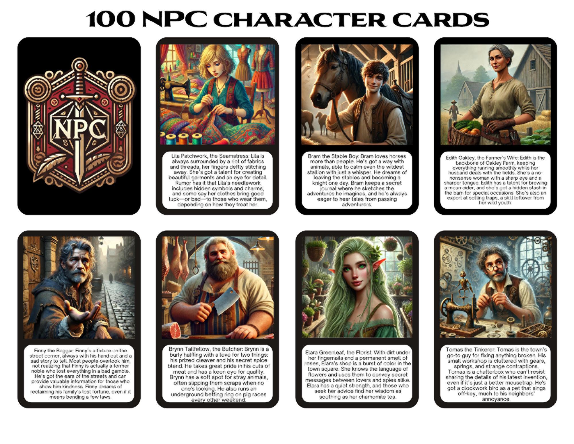 100 Unique NPC Character Cards for Dnd & RPG (instant Download) - Etsy