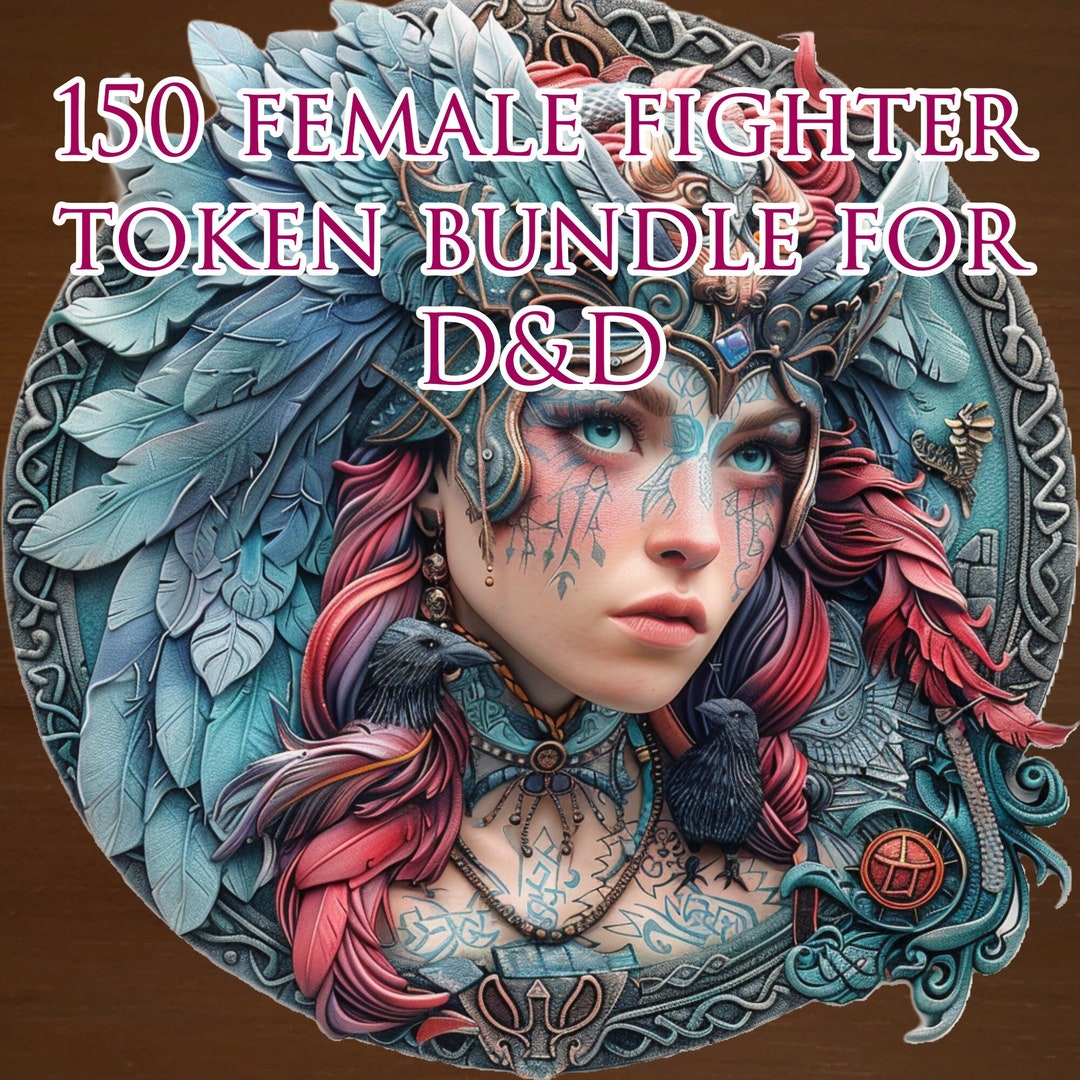 150 Female Fighter Tokens PNG Transparent Background Fantasy Art ...