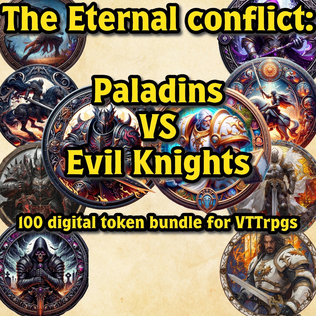 The Eternal Conflict - 100 Digital Tokens of Paladins Vs. Evil Knights ...