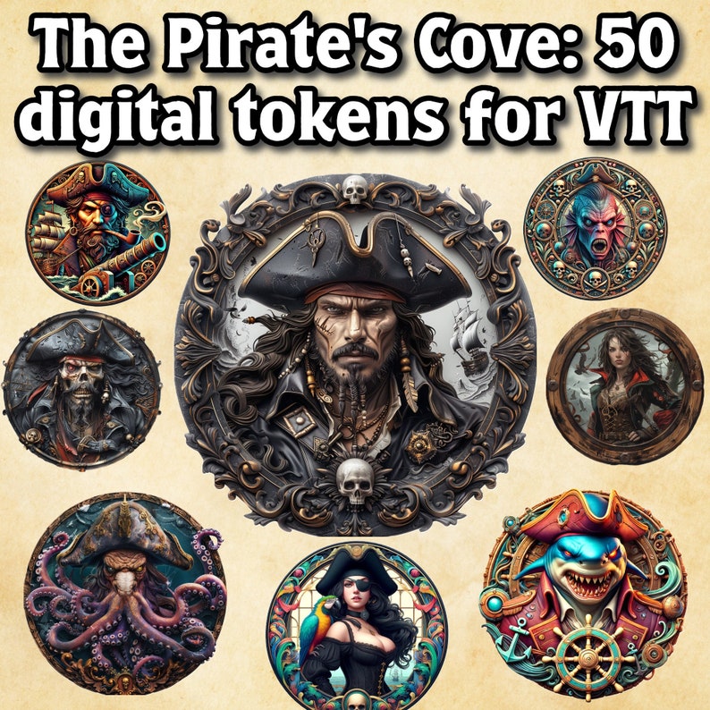 The Pirate Cove - 50 Digital Pirate Tokens for D&D - Virtual Tabletop ...