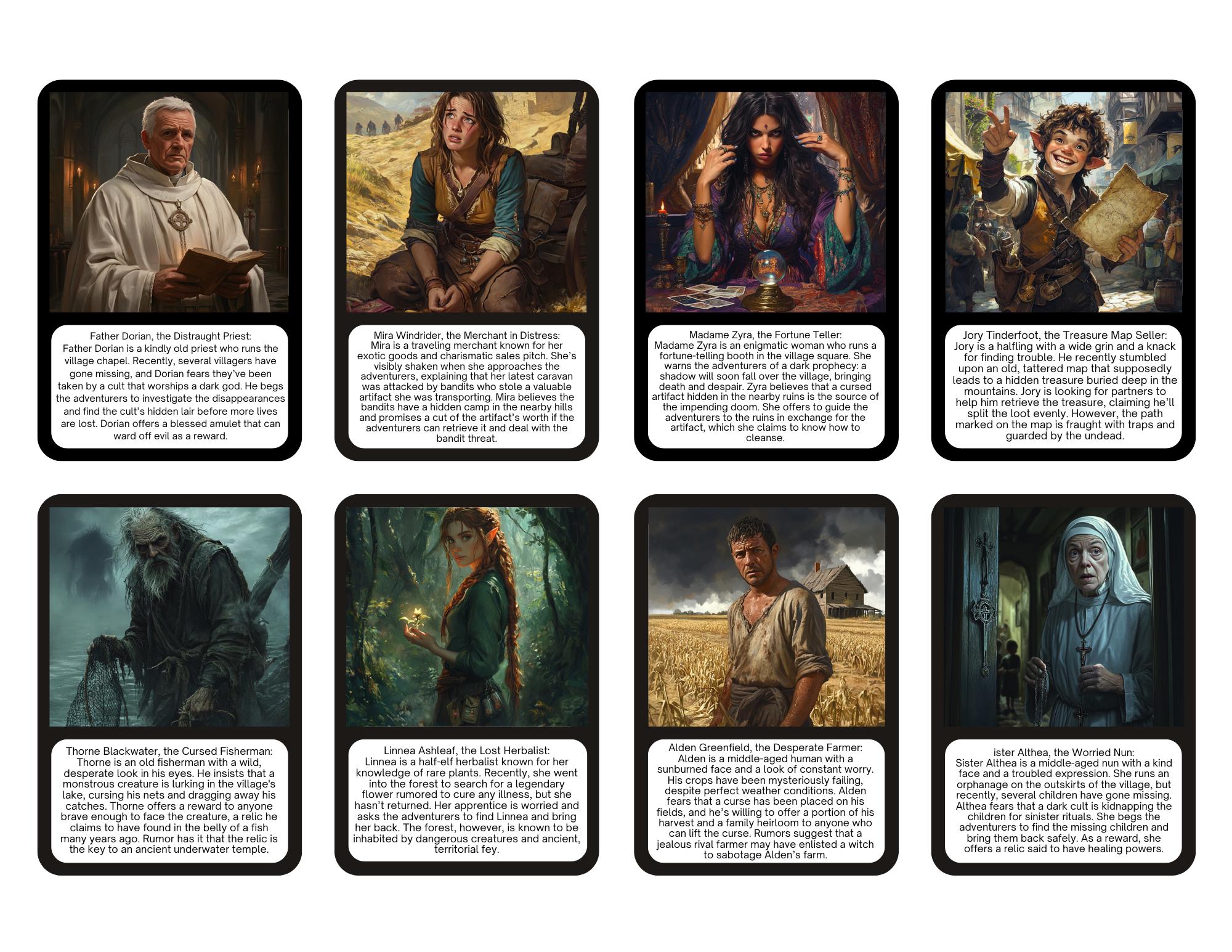 100 Unique NPC Character Cards for Dnd & RPG (instant Download) - Etsy