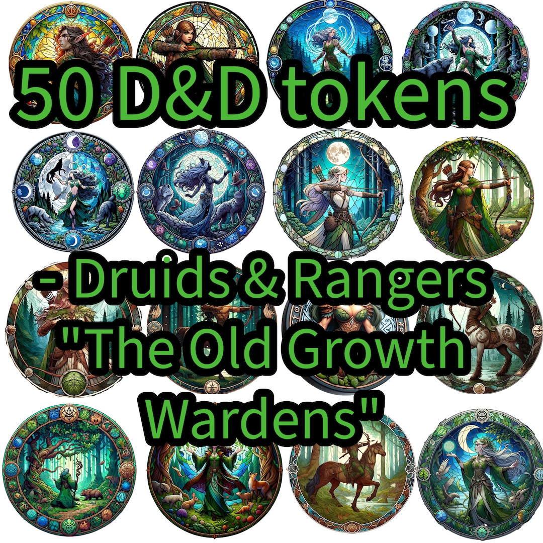 50 Digital Tokens Rangers and Druids - the Old Growth Wardens - Stained ...
