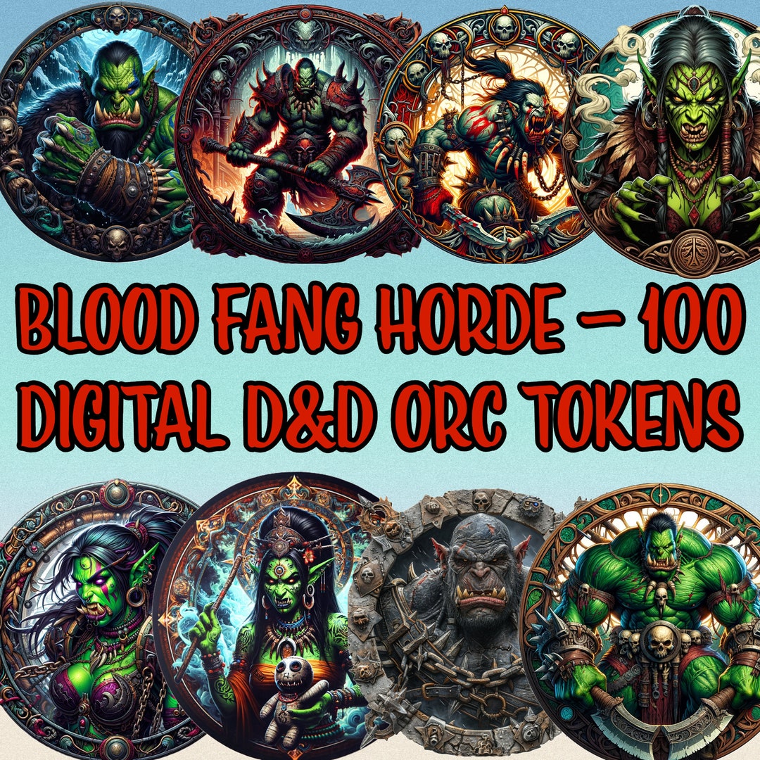 The Blood Fang Horde - 100 Digital Orc Tokens for D&D - Fantasy Realism ...