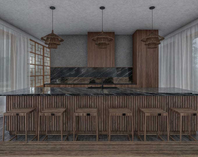 3D Rendering Custom Photorealistic Architecture House MODERN Kitchen ...