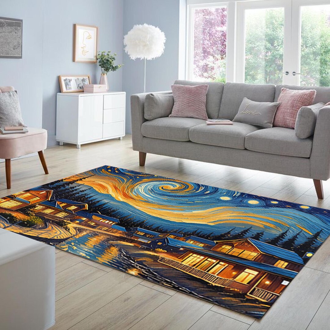 Van Gogh Inspired Artistic Area Rug , Bring Elegance and Art to Your ...