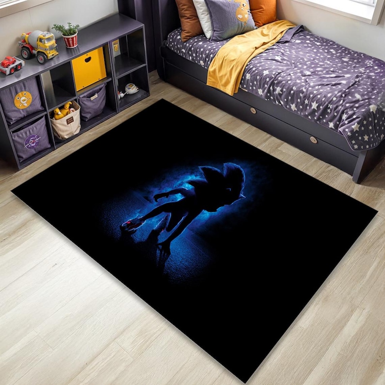 Super Sonic Rug: Kids Gaming Room Decor, Cartoon Floor Mat - Etsy Australia