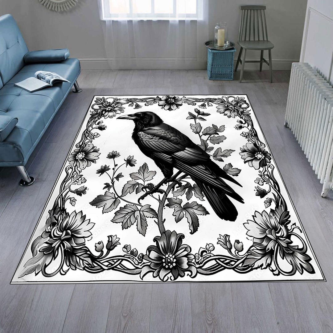 Bird Rug, Birds Design Rug, Tropical Forest Decor, Bird Pattern Rug ...