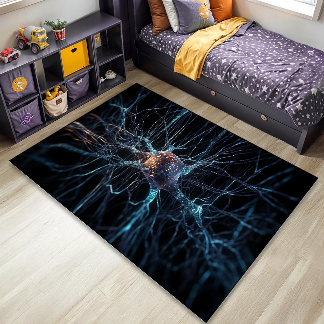 Gothic Neuron Design Rug: Black Washable Non-slip Floor Covering - Etsy