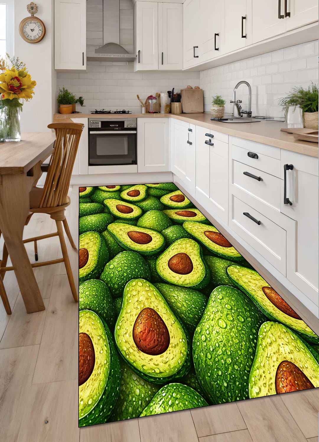 Avocado Pattern Area Rug,green Kitchen Rug,fruit Print Carpet,modern ...