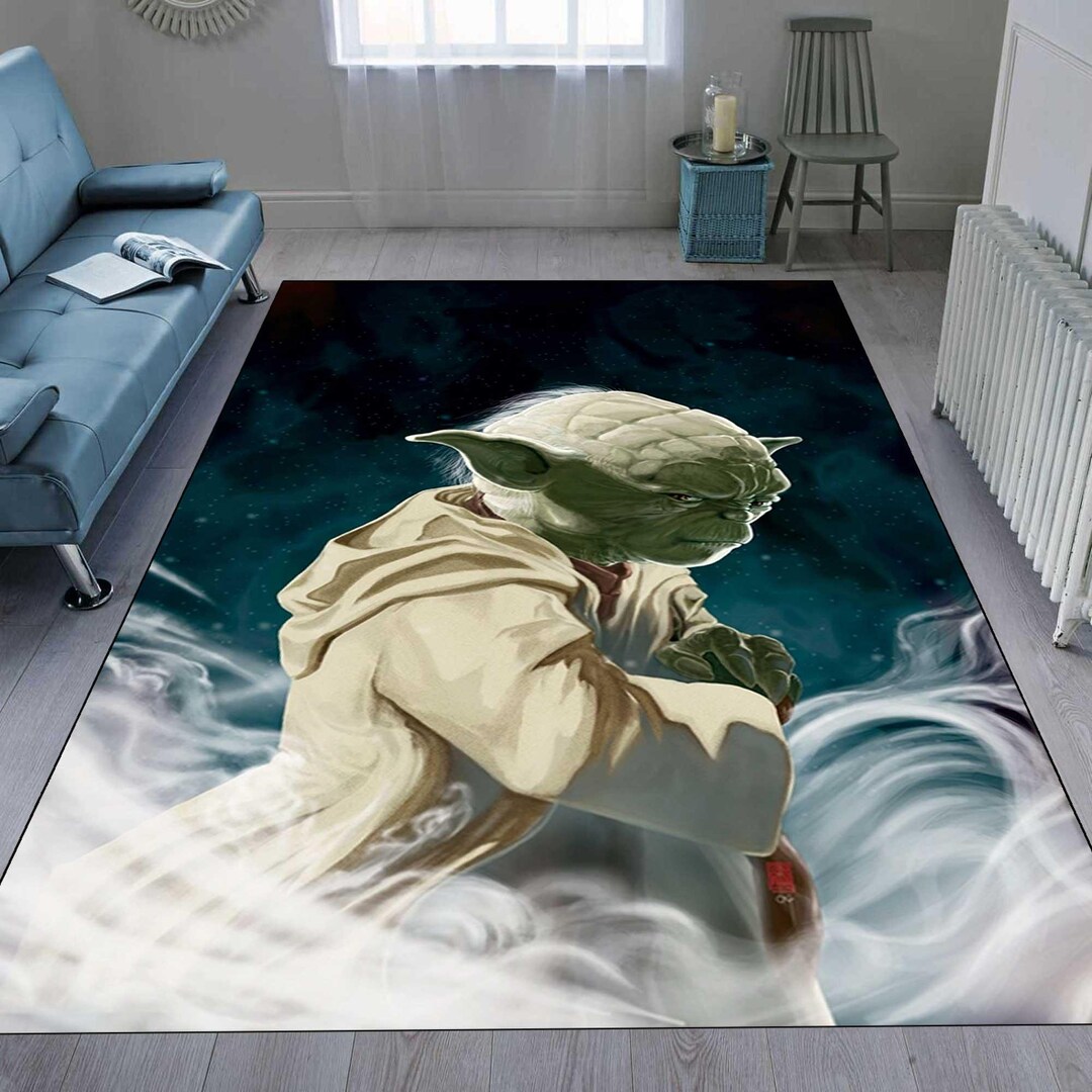 Master Yoda Printed Rug, Star Wars Rug, Custom Decor Rug, Movie Pattern ...