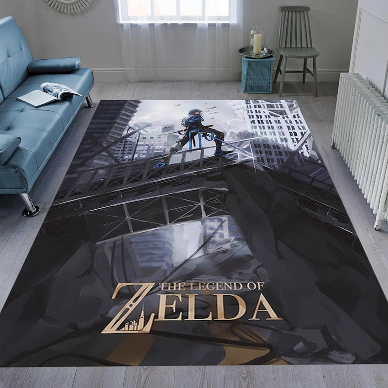 Legend of Zelda Rug: Game Room Decor, Washable Area Rug - Etsy