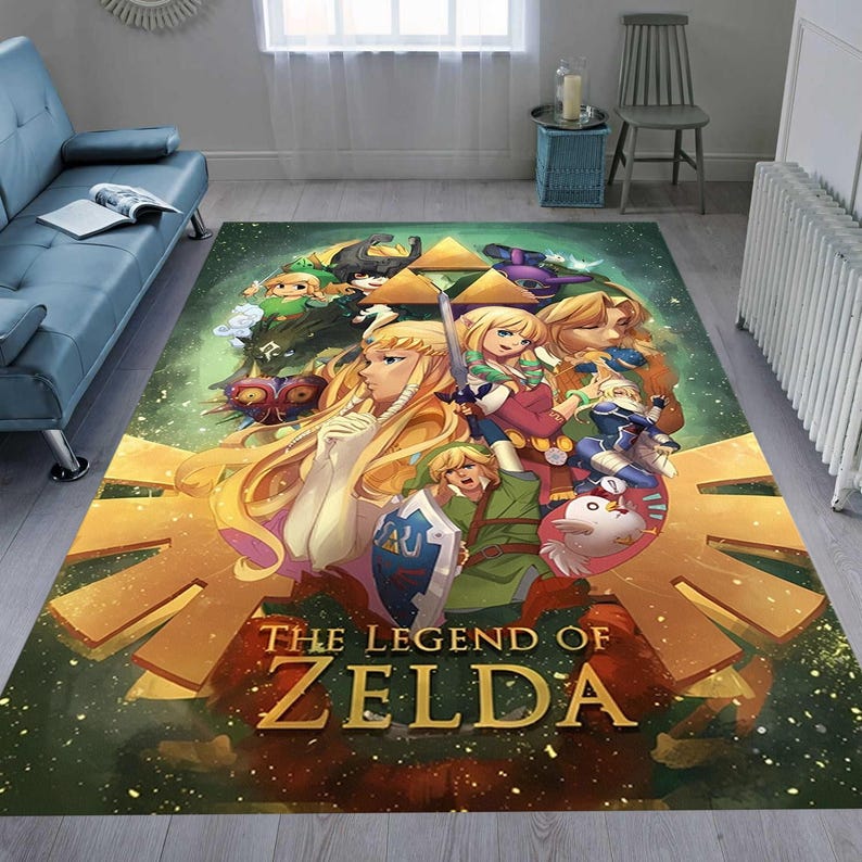 Legend of Zelda Rug: Game Room Decor, Washable Area Rug - Etsy