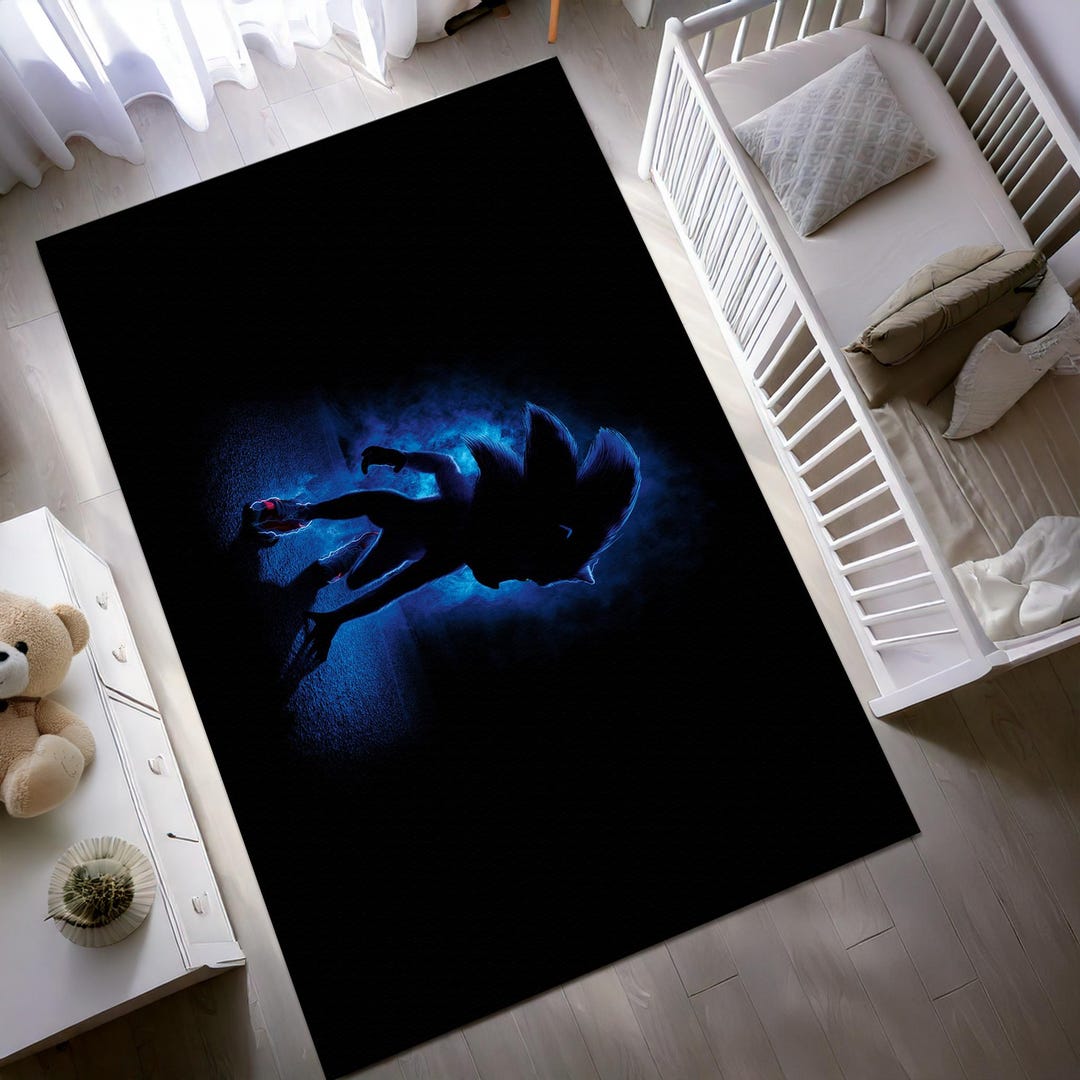 Super Sonic Rug: Kids Gaming Room Decor, Cartoon Floor Mat - Etsy