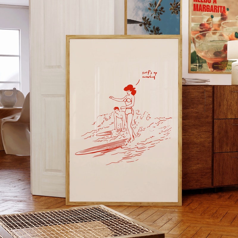 Surf Cowboy Print - Etsy
