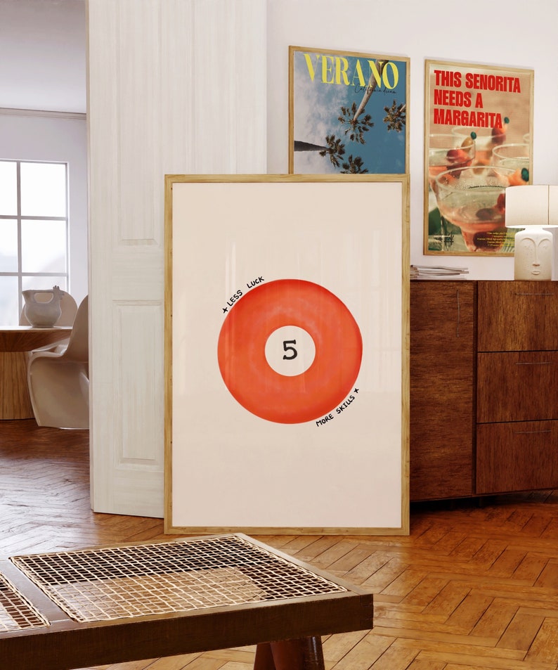 Vintage Pool Ball Art Print: Retro Bar Cart Poster (digital Download ...