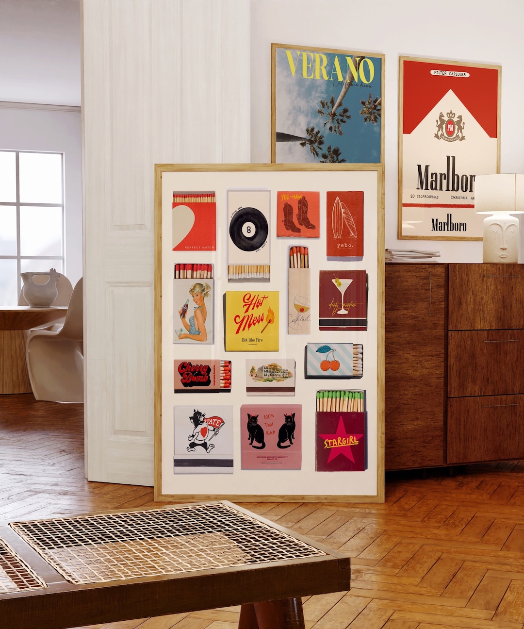 Vintage Matchbox Print, Trendy Matches Poster, Retro Usa Matchbook Wall ...