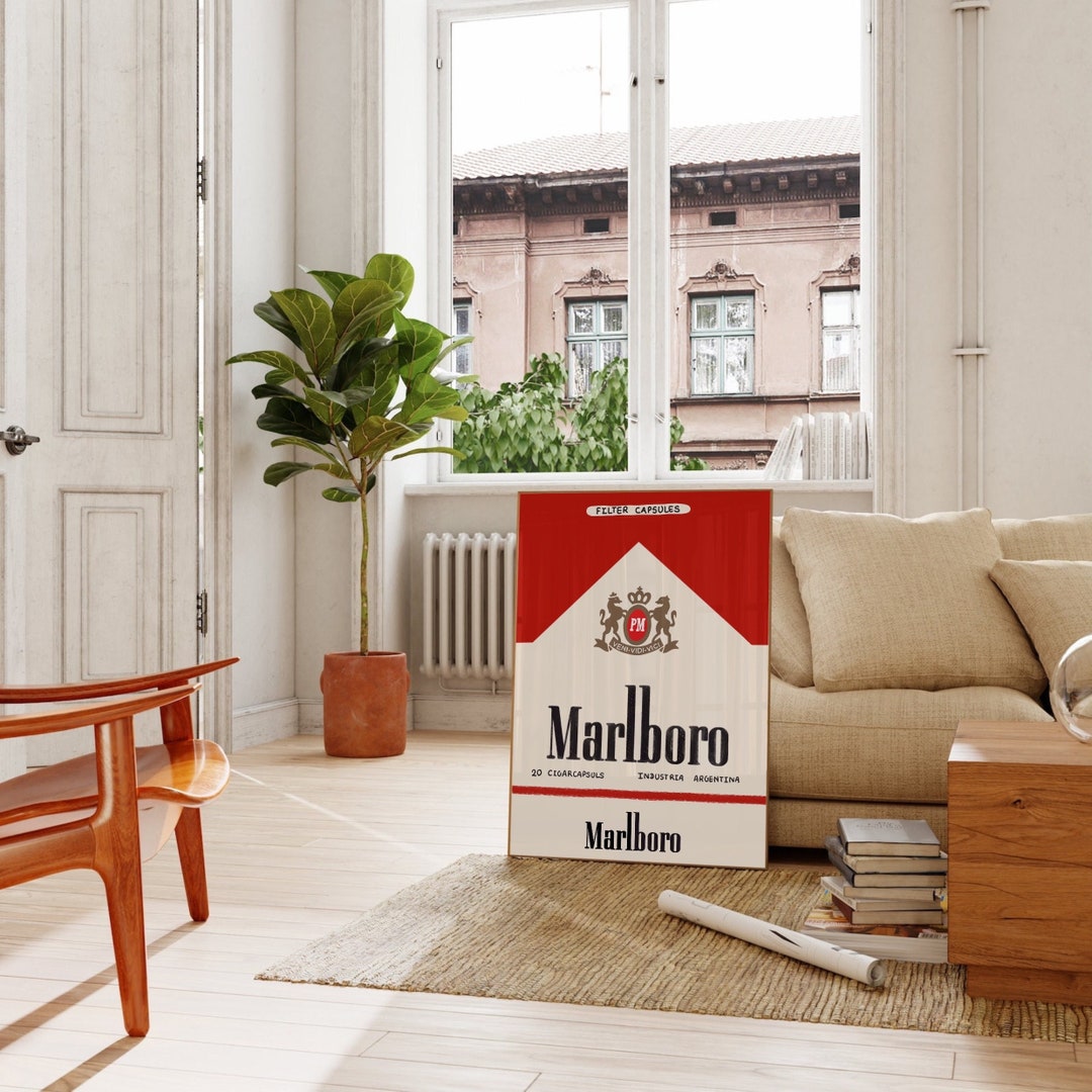 Vintage Retro Marlboro Matchbook Wall Art Print, Red Kitchen Prints ...