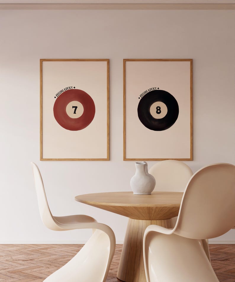 Vintage 8 Ball Print Set, Retro Trendy Bar Cart Poster (digital ...