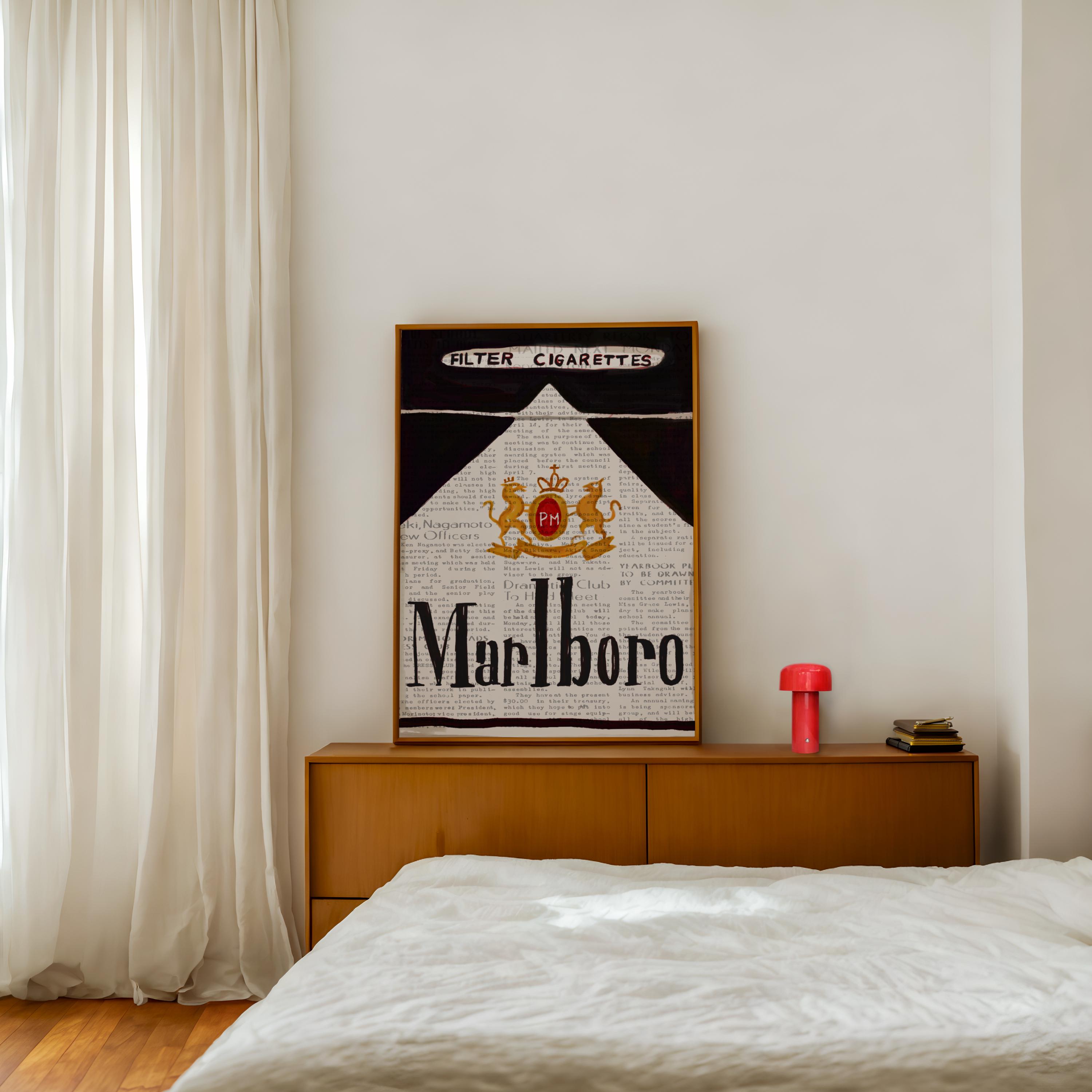 Black Vintage Marlboro Matchbox Art Print Poster Bar Cart Matches ...