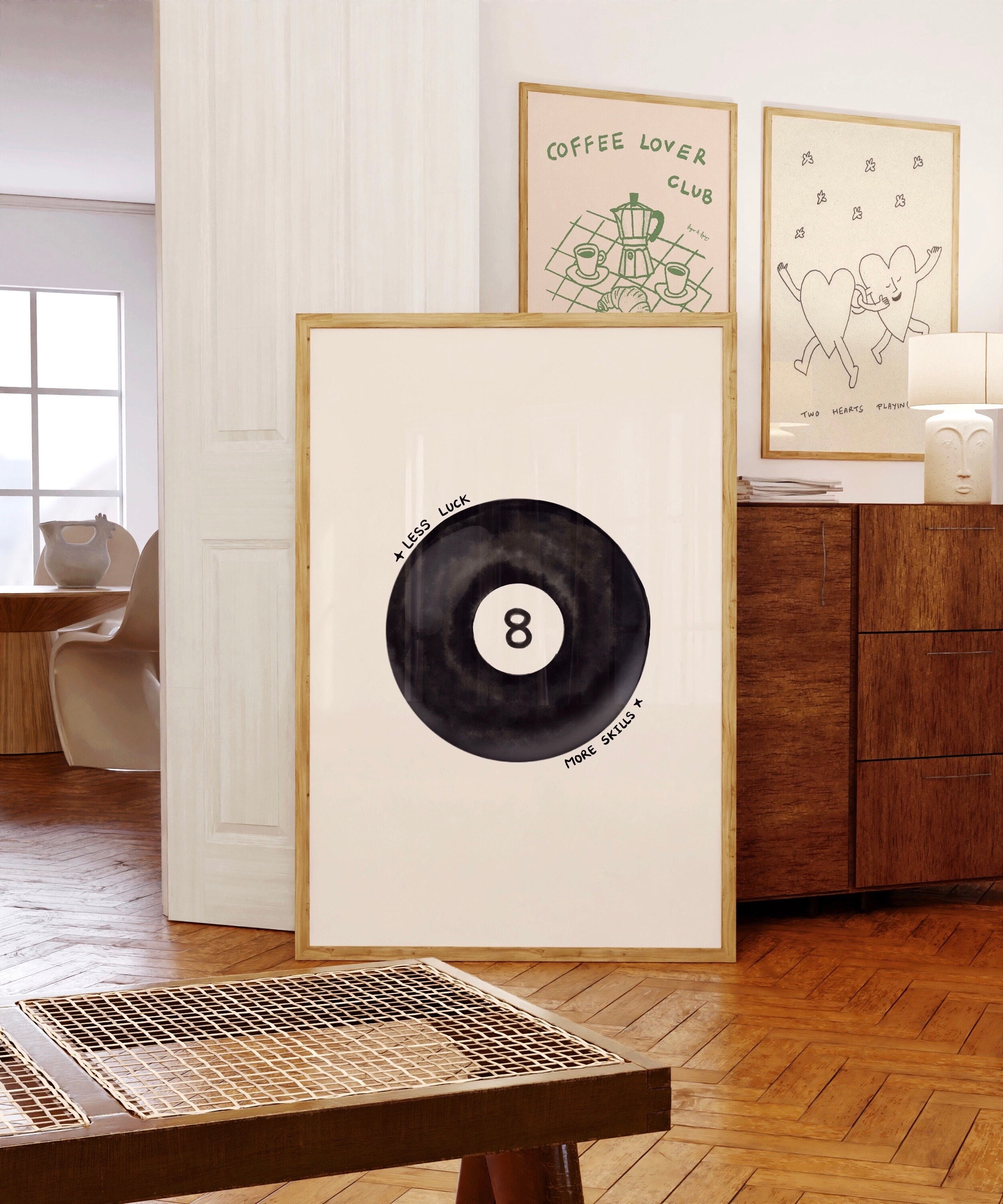 Retro 8 Ball Print, Hand-drawn Bar Cart Poster (digital Download) - Etsy