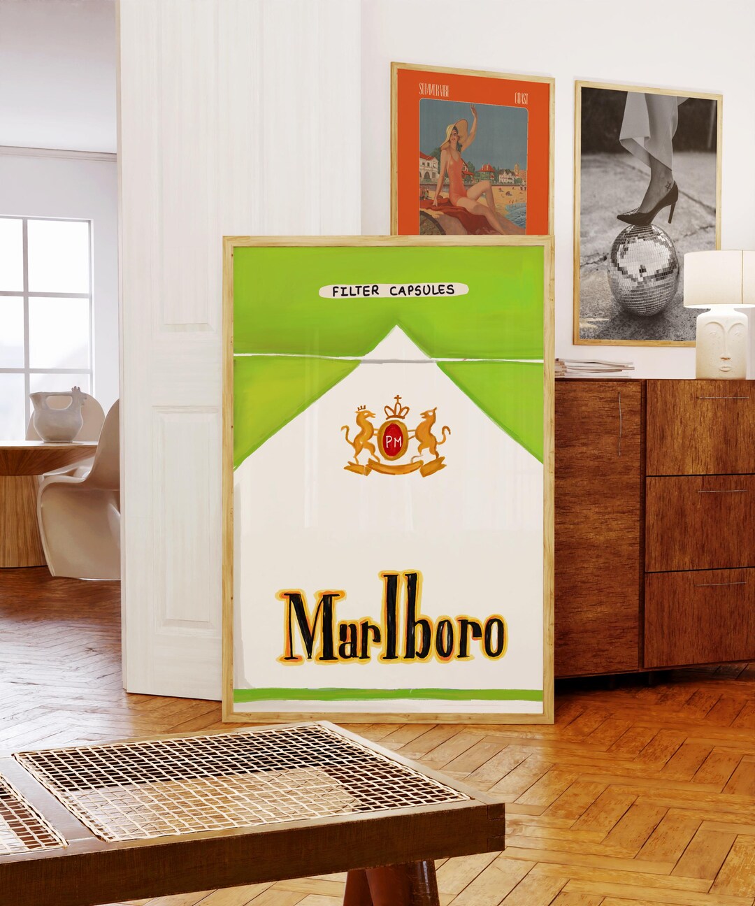 Green Vintage Matchbox Print Poster 70s Trendy Matches Retro Marlboro ...