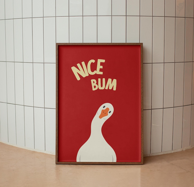 Nice Bum Cute Bathroom Wall Art Funny Bathroom Print Trendy Minimalist ...
