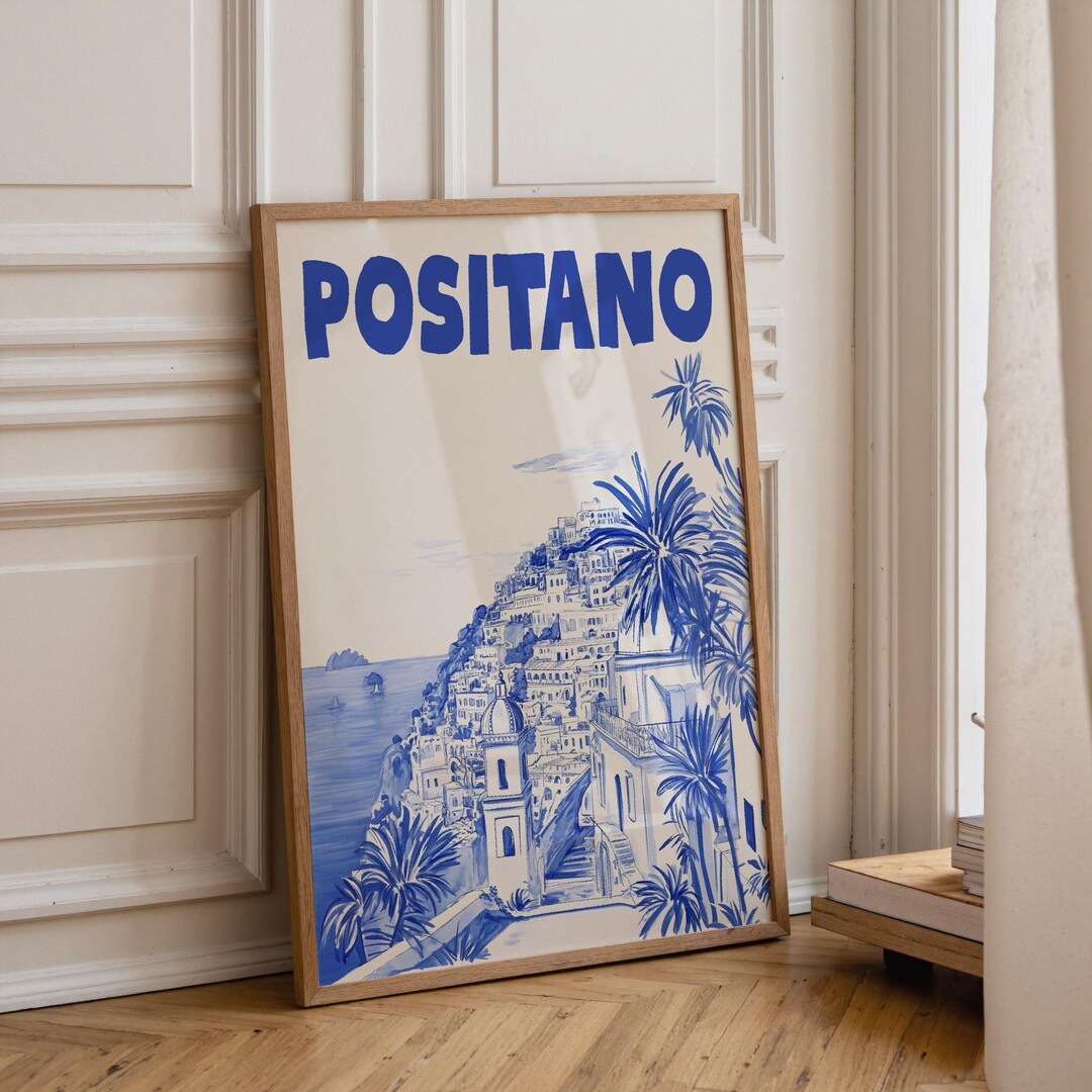 Positano Italy Travel Poster, Retro Amalfi Coast Art (digital Print) - Etsy