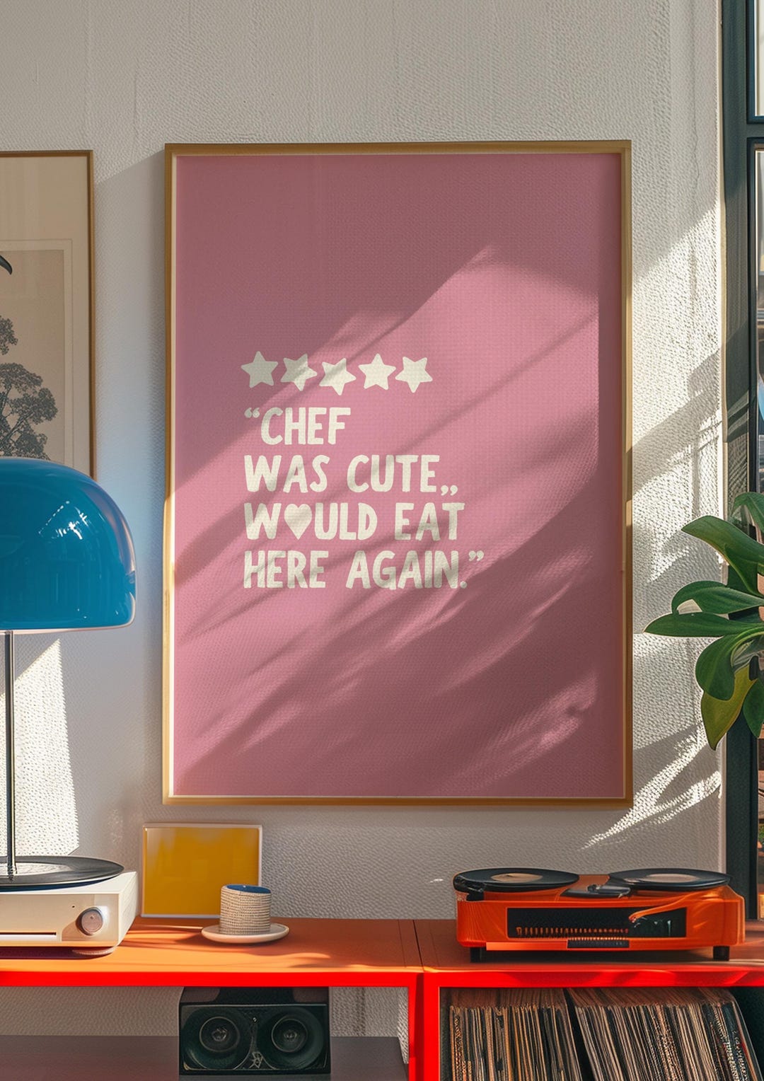 Cute Chef Kitchen Art Print, Pink Minimalist Decor (digital Download ...