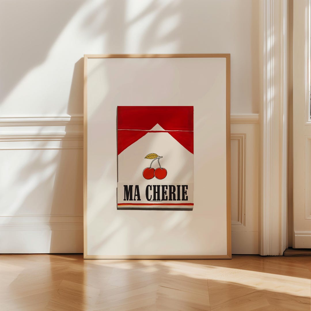 Ma Cherie Cherry Poster, 70s Retro Matchbook Art (digital Download) - Etsy