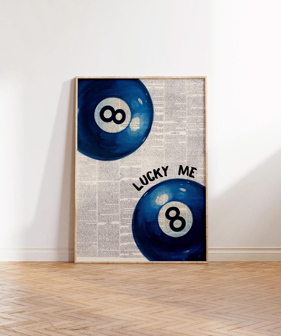 Retro 8 Ball Print, Navy Blue Pool, Preppy Dorm Decor (digital Print ...