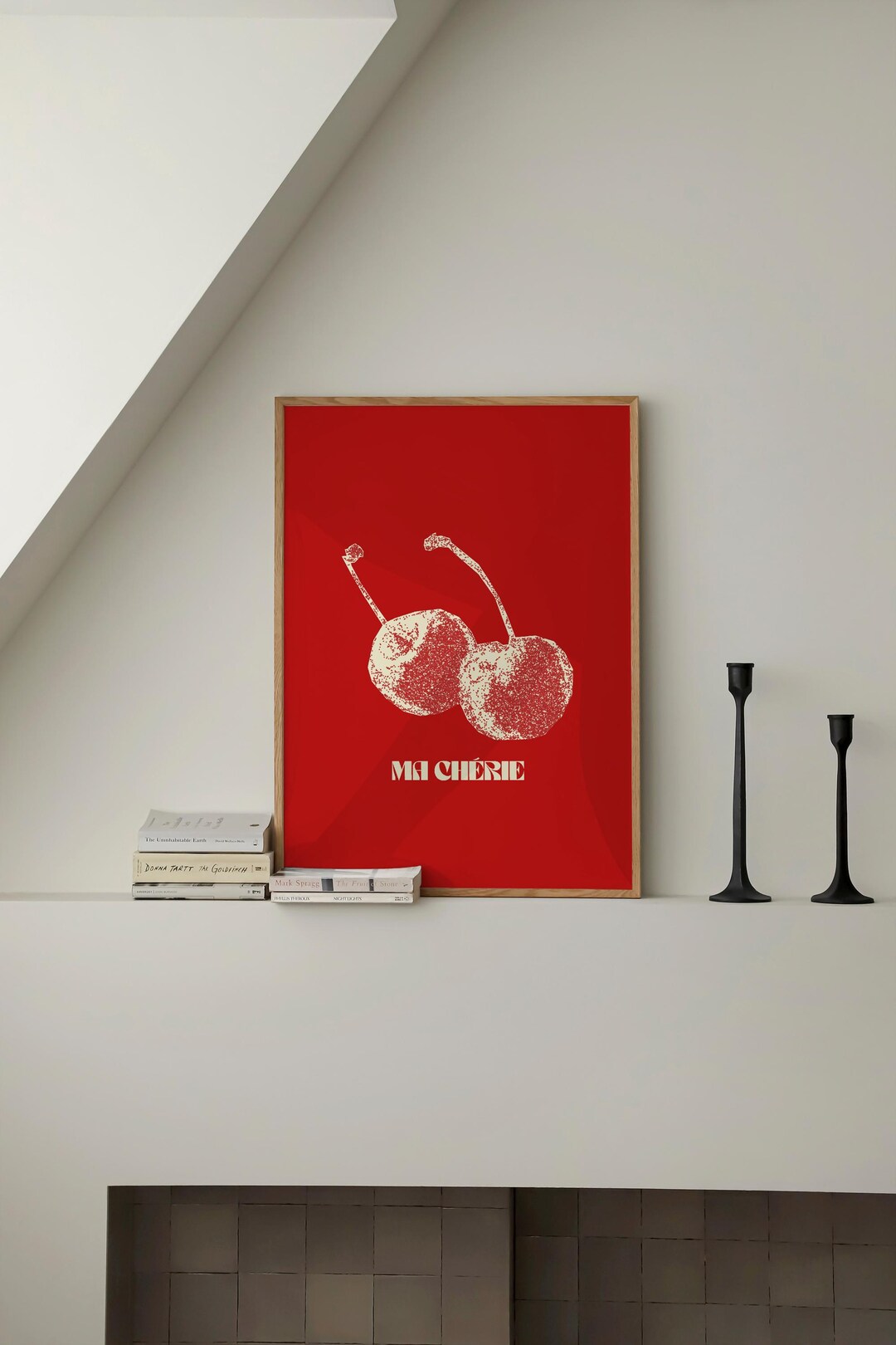 Cherry Poster, Ma Cherie Print, Retro Wall Art, 70s Funky Wall Decor ...